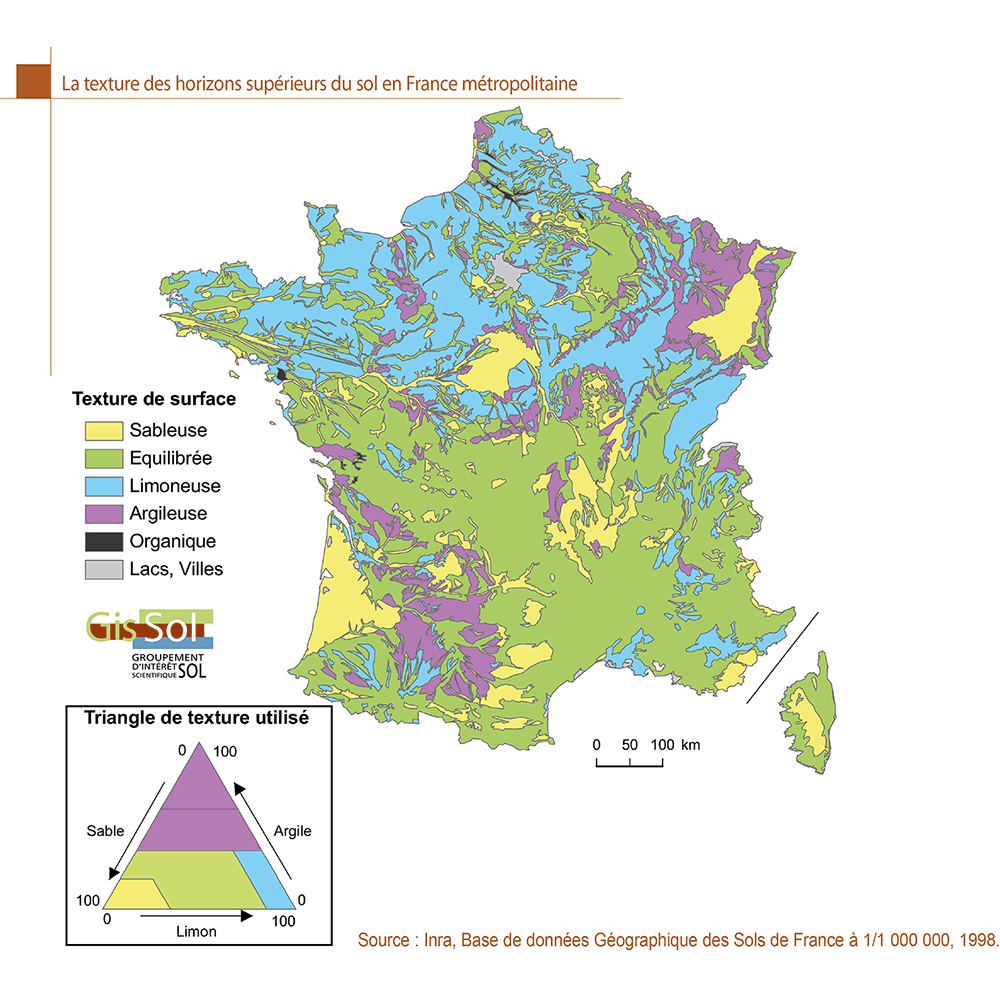 La texture des horizons supérieurs du sol en France métropolitaine